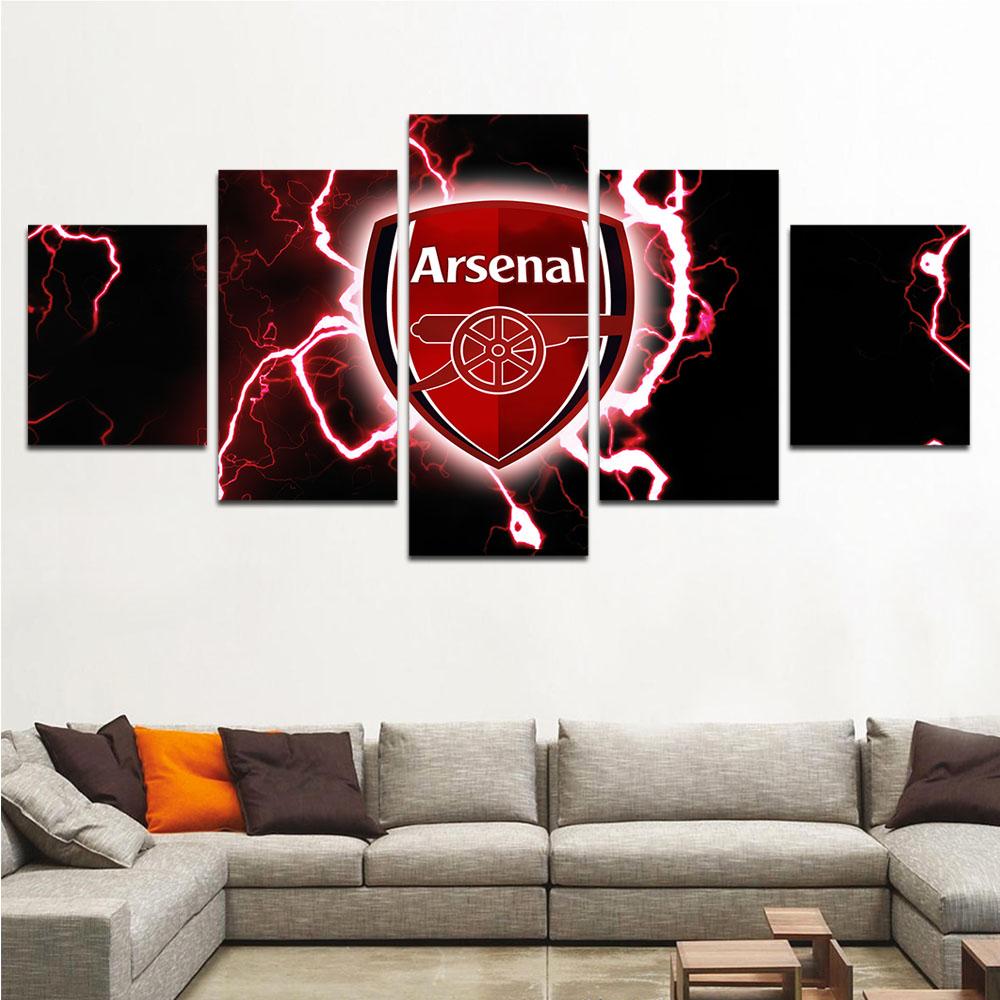Arsenal Football Team Thunder Logo Sport – 5 Panel Canvas Art Wall ...