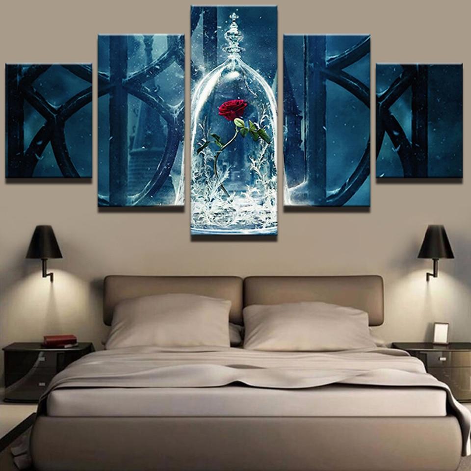 Beauty And The Beast 50 – Movie 5 Panel Canvas Art Wall Decor