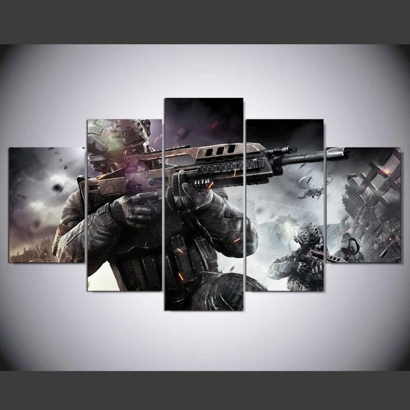 Call Of Duty Black Ops Battle Background 1 Gaming – 5 Panel Canvas Art ...