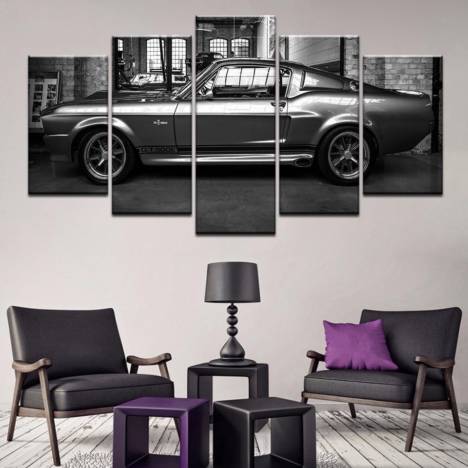 Classic Ford Mustang Gt500 Eleanor Car & Motor – 5 Panel Canvas Art ...