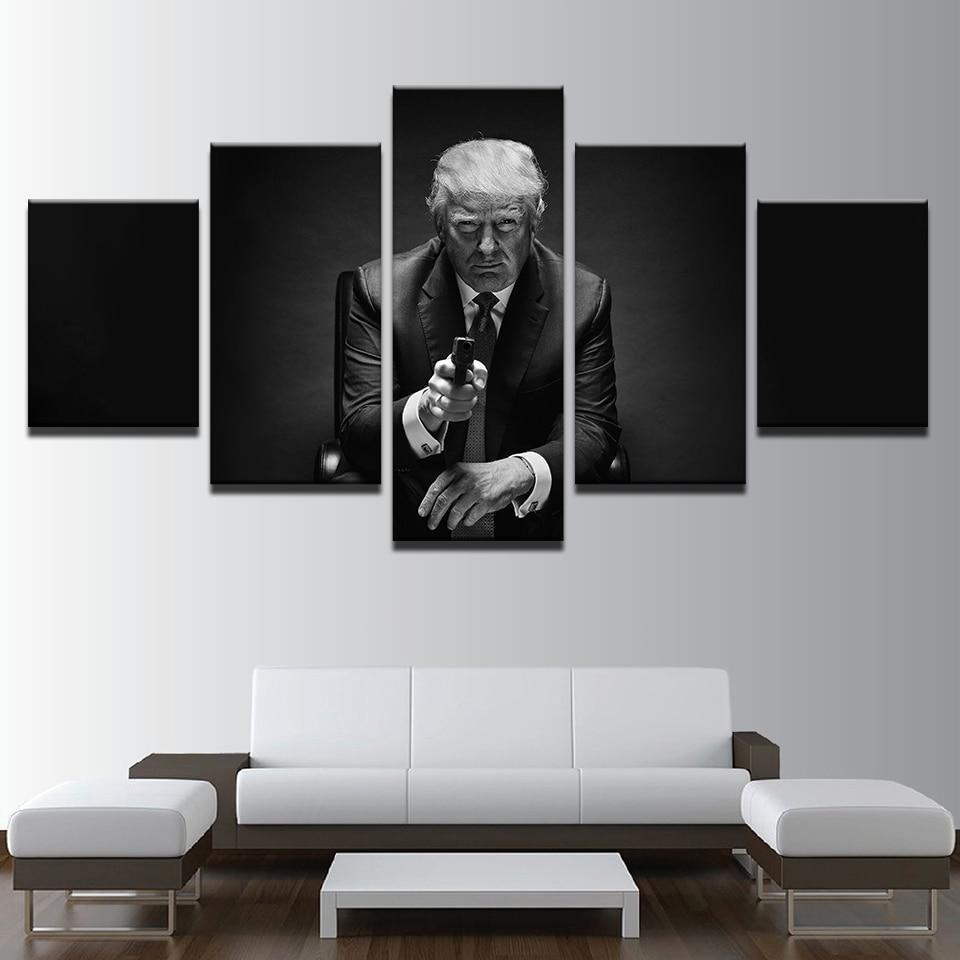 Donald Trump Posters Modular Black And White Celebrity – 5 Panel Canvas ...