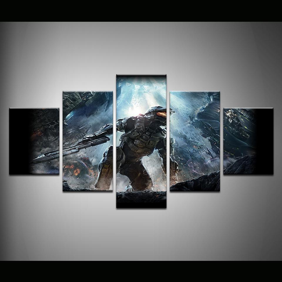 Halo 4 Poster 1 Gaming – 5 Panel Canvas Art Wall Decor – CA Go Canvas