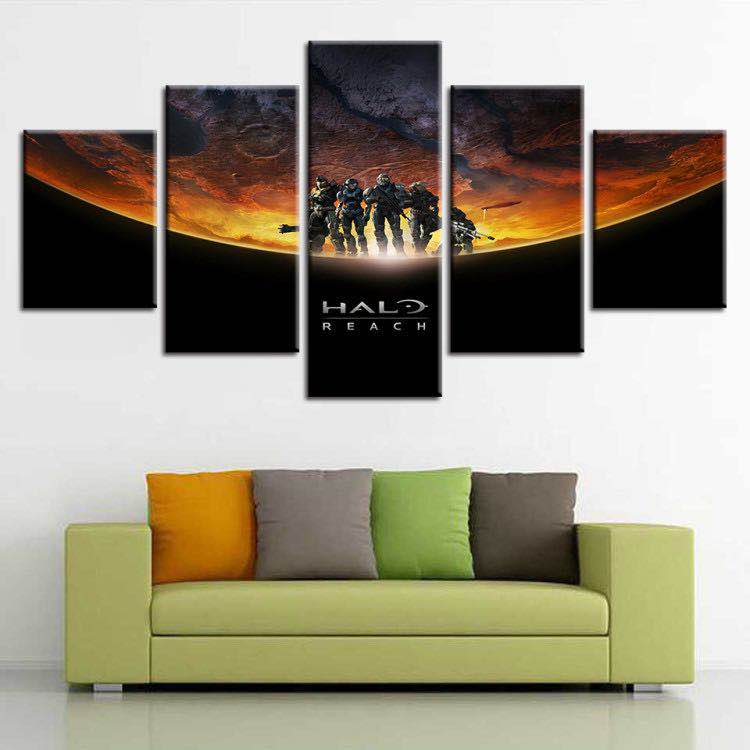 Halo: Reach Poster 1 Gaming – 5 Panel Canvas Art Wall Decor – CA Go Canvas