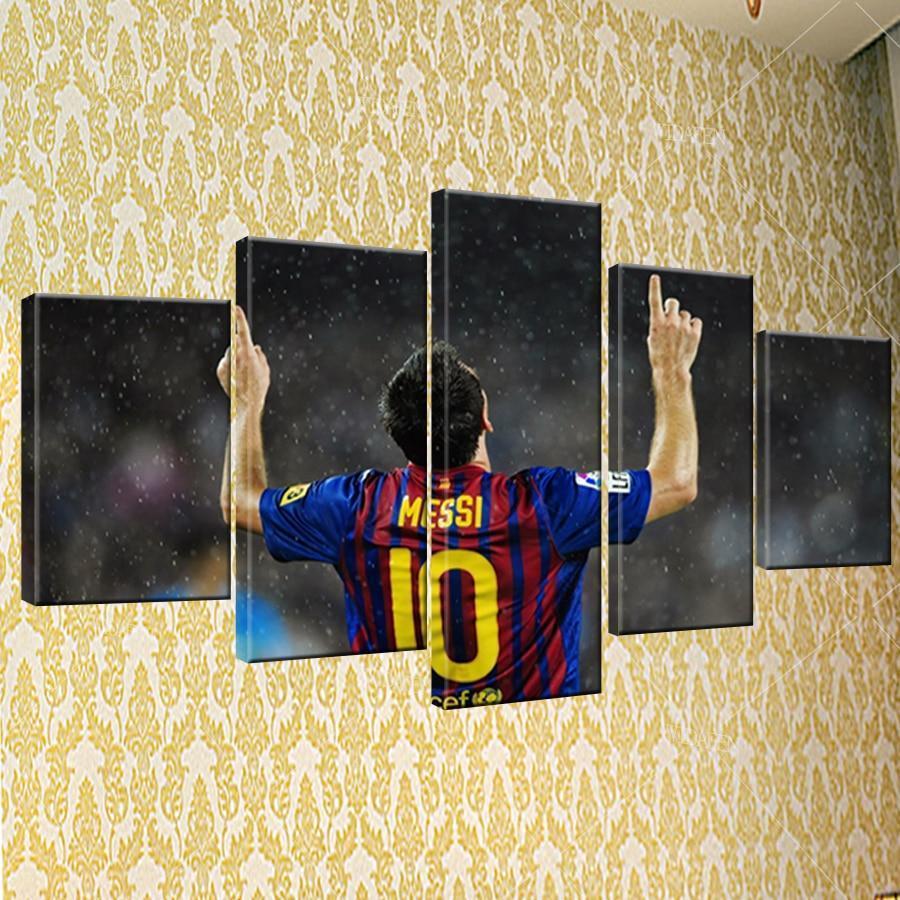 Lionel Messi Praying Barcelona Soccer – 5 Panel Canvas Art Wall Decor ...