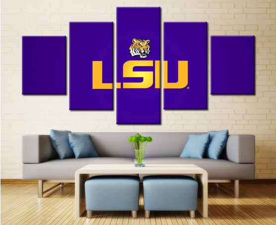 LSU Tigers Football Team Sport – 5 Panel Canvas Art Wall Decor