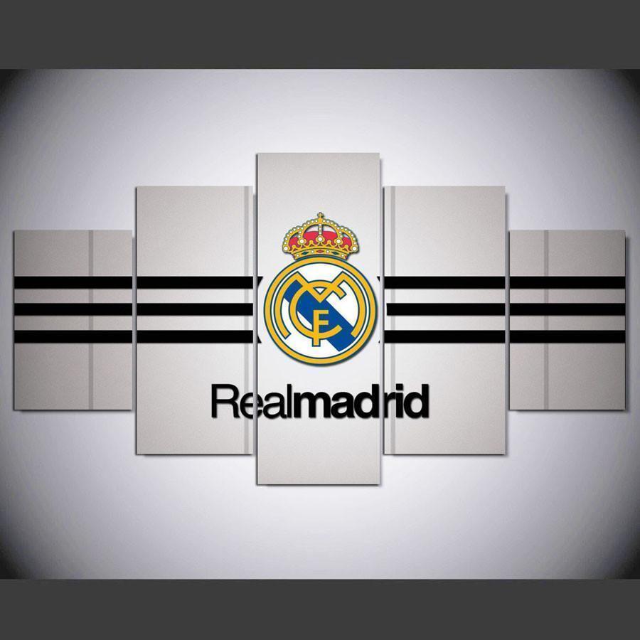 Real Madrid Modern Logo 2 Soccer – 5 Panel Canvas Art Wall Decor