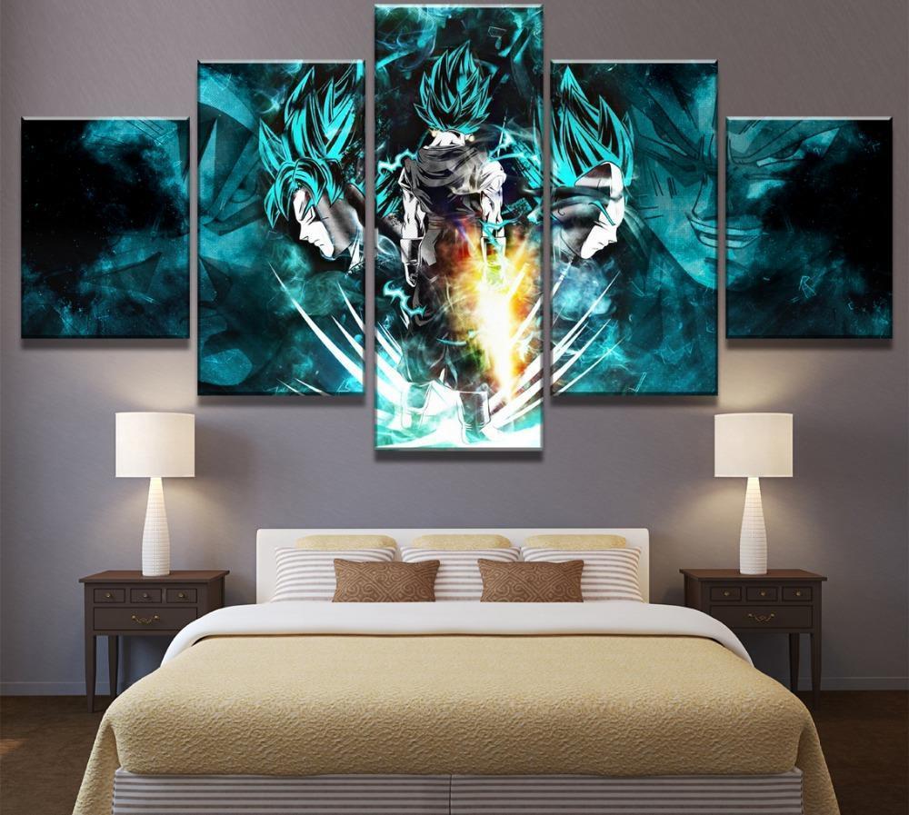 Super Goku And Vegeta Dragon Balls Anime 5 Panel Canvas Art Wall Decor