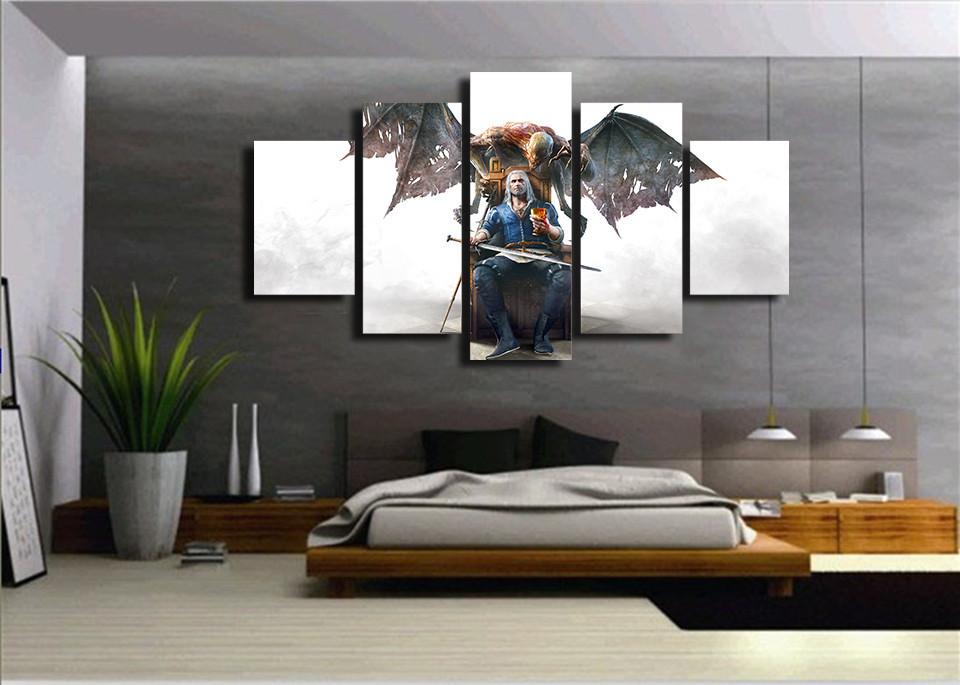 Witcher Characters – Gaming 5 Panel Canvas Art Wall Decor – CA Go Canvas